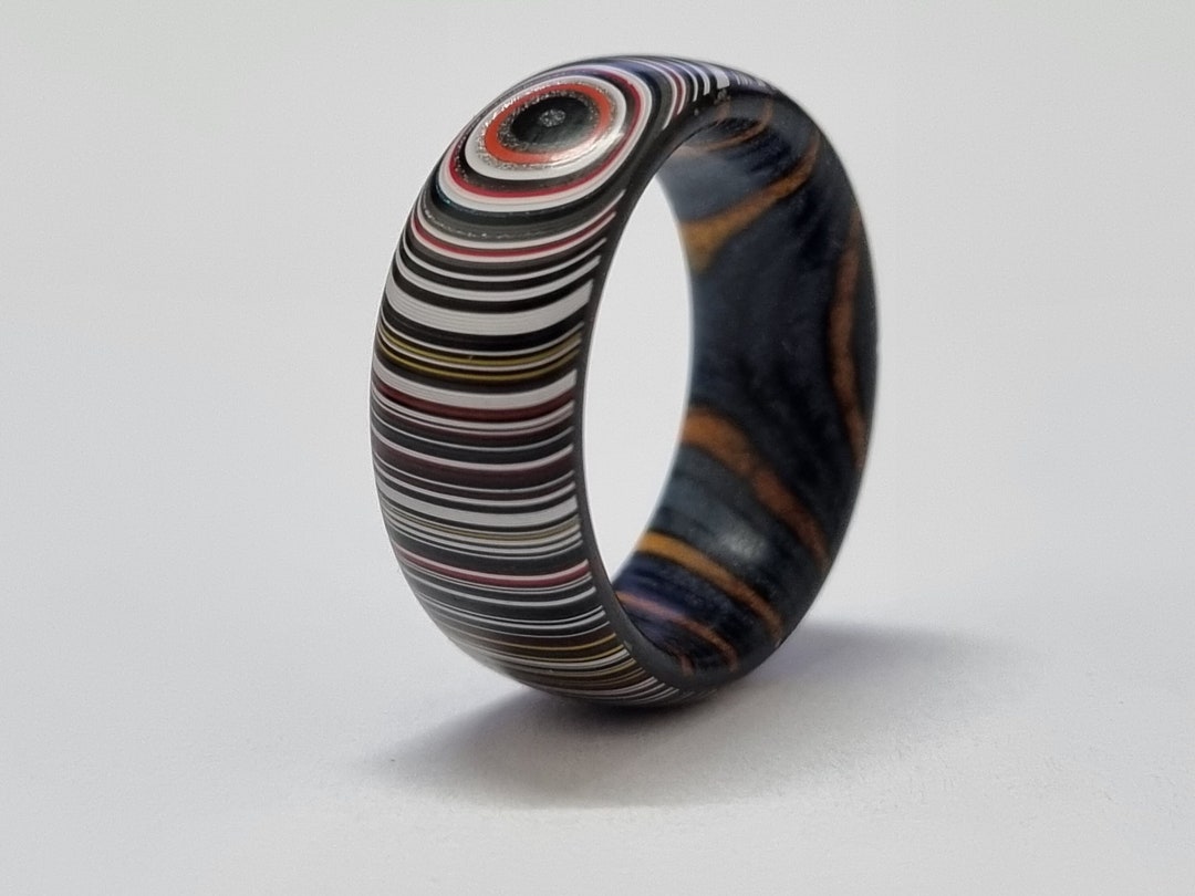 Wood and Fordite Ring. Fordite Jewelry, Fordite Ring, Wedding Ring ...