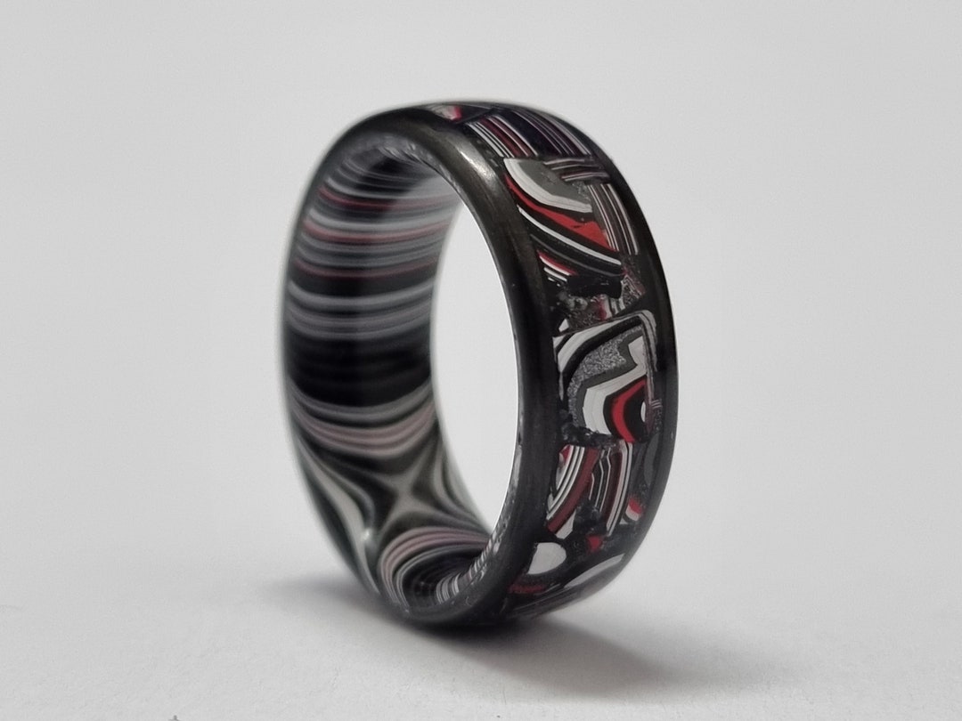 Carbon Fiber and Fordite Ring. Fordite Jewelry, Fordite Ring, Wedding ...