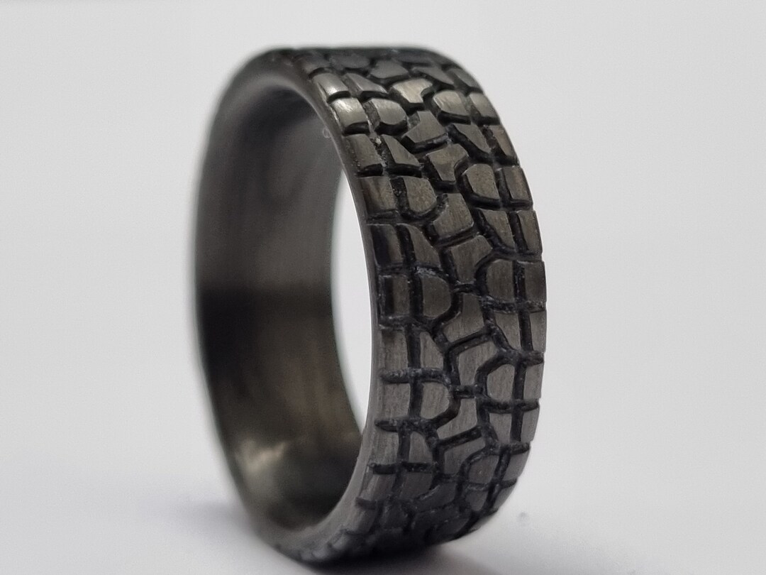 Tire Carbon Fiber Ring, Wedding Ring, Wedding Band, Tire Tread Ring ...