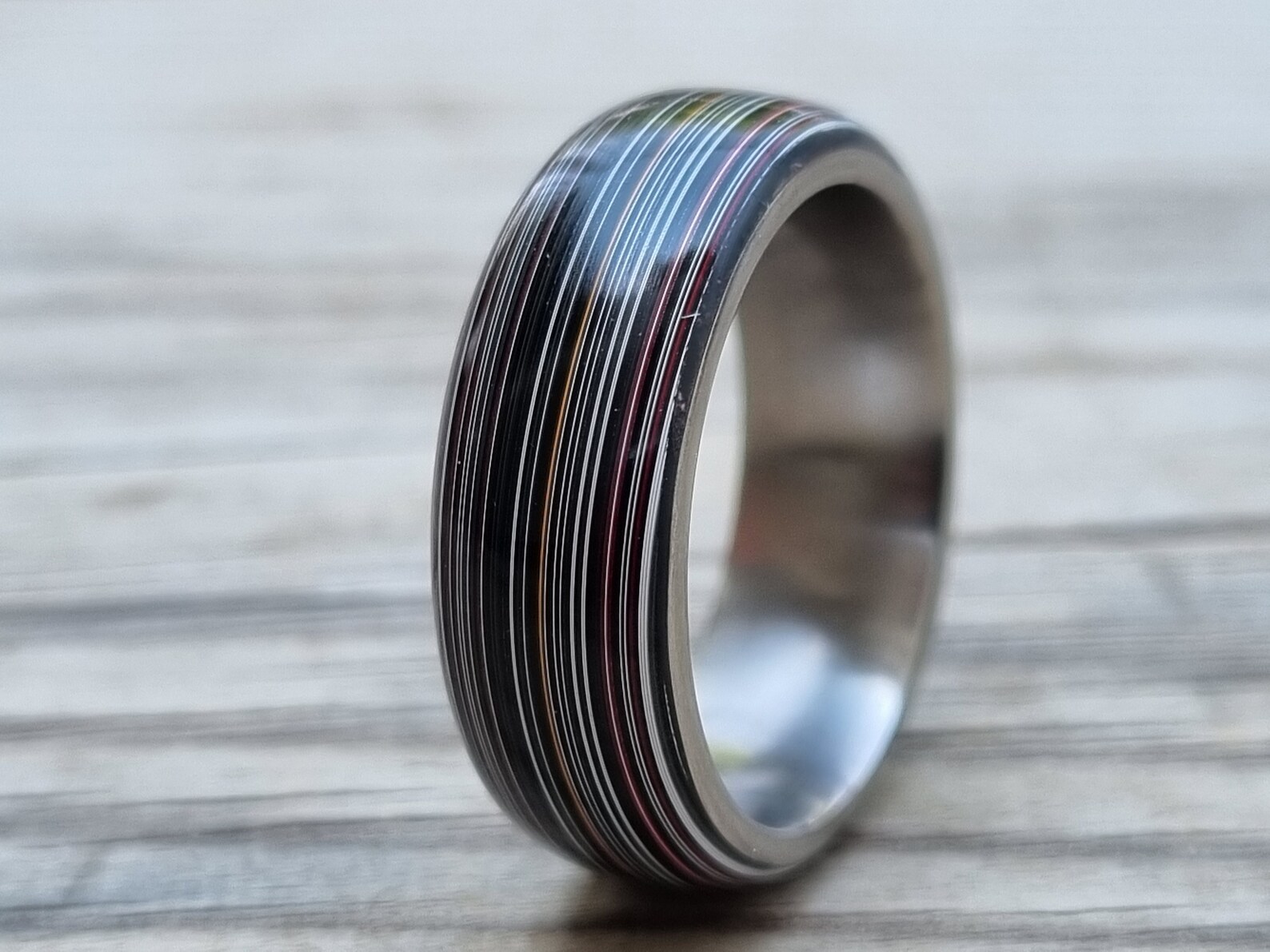 Titanium Fordite Ring, Fordite Jewelry, Fordite Ring, Wedding Ring ...