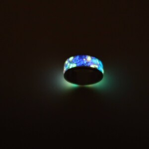 Glow in the Dark Silver and Glow Stones Ring , Polished Finish, Wedding ...