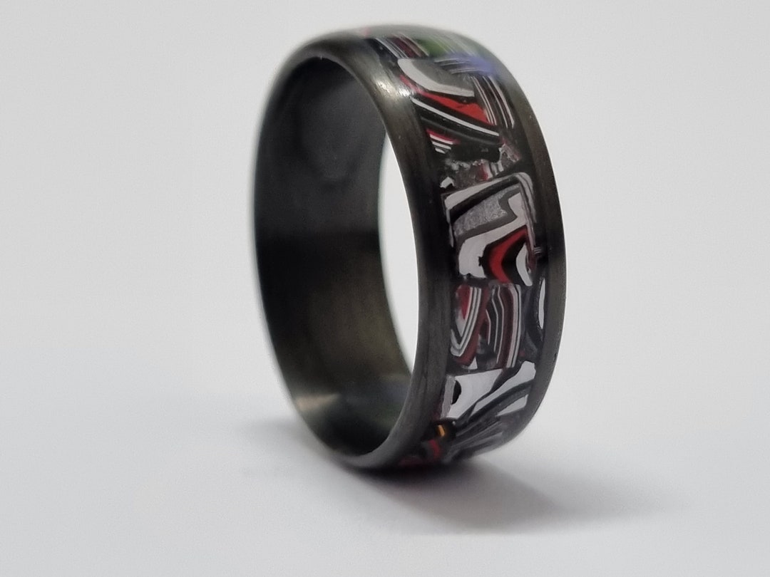Carbon Fiber and Fordite Ring. Fordite Jewelry, Fordite Ring, Wedding ...