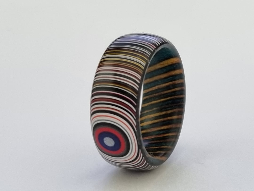 Wood and Fordite Ring. Fordite Jewelry, Fordite Ring, Wedding Ring ...