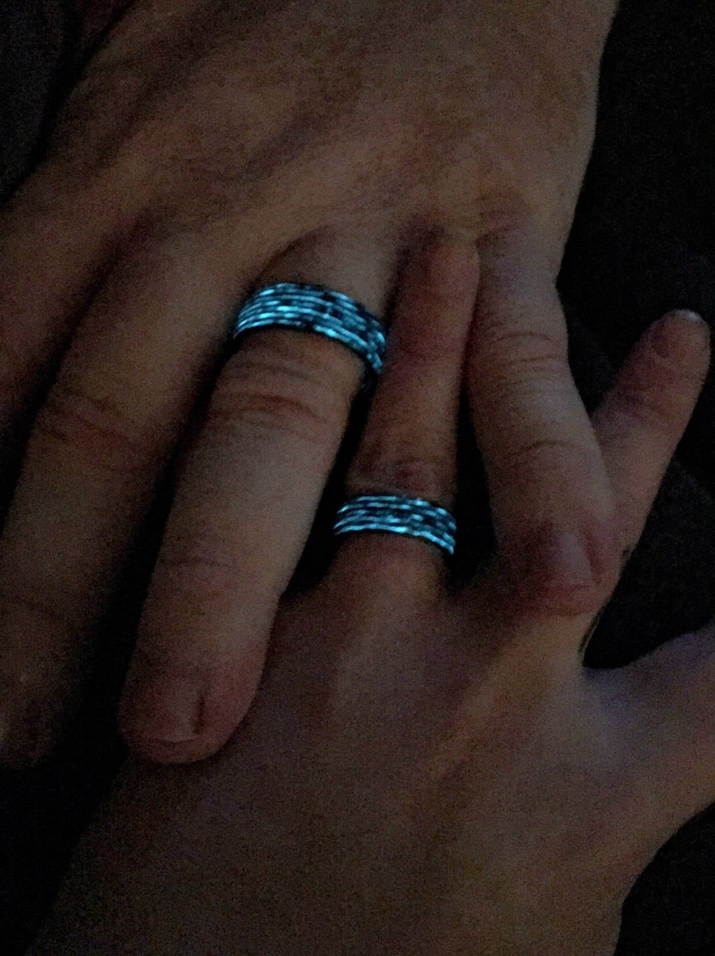 Carbon Fiber Glow in the Dark Ring Wedding Ring Aqua Glow - Etsy