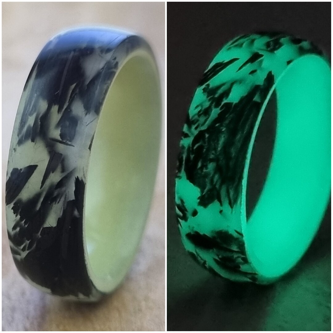 Carbon Fiber Forged Glow in the Dark Ring Wedding Ring Green - Etsy Israel
