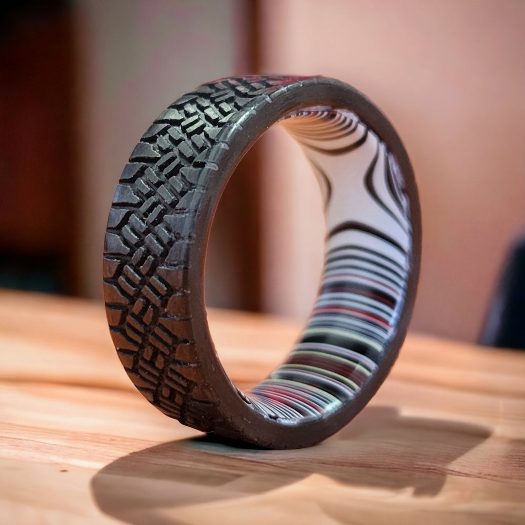 Tire Carbon Fiber Ring, Wedding Ring, Wedding Band, Tire Tread Ring ...