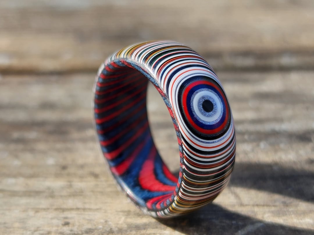 Wood and Fordite Ring. Fordite Jewelry, Fordite Ring, Wedding Ring ...