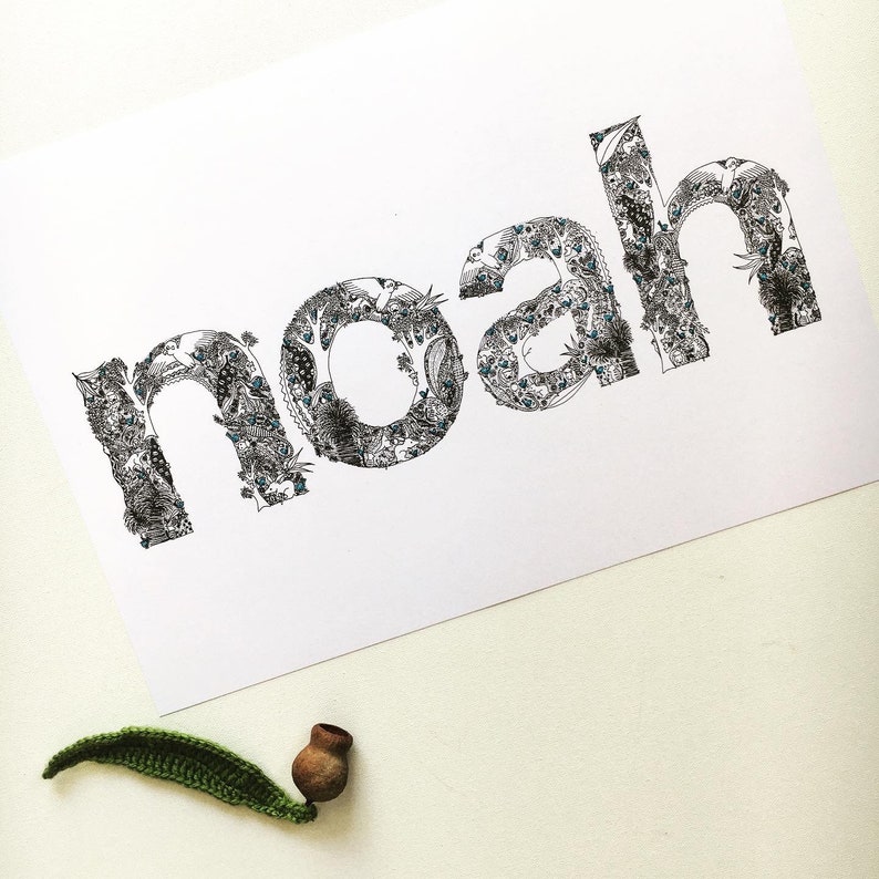 Customisable A3 Illustrated Name Artwork Print Unique Decor | Etsy
