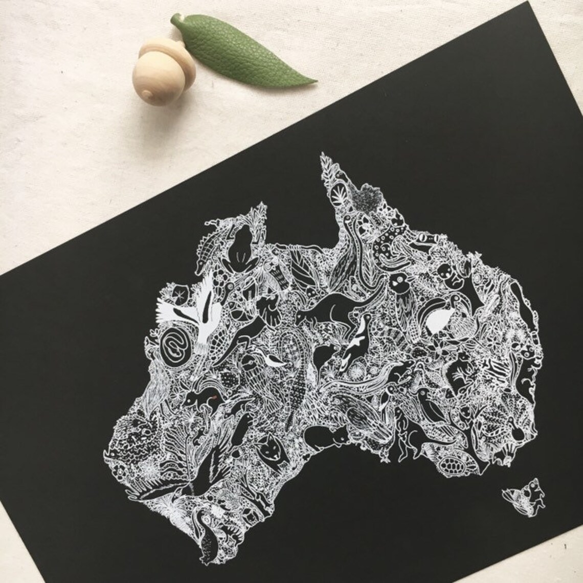 Great Southern Land Illustrated Map Australia A4 / A5 unique | Etsy