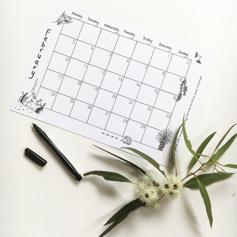 Australian Calendar Template Printable Digital File Colour | Etsy