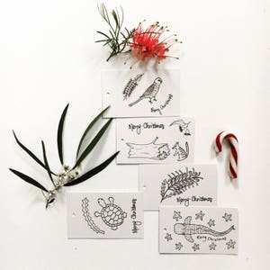 Australia Bush Christmas Gift Tags 5 Pack; Print of Unique Illustration ...