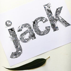 Jack Illustrated Name- Personalised Unique Wall Art; Australian Kids ...