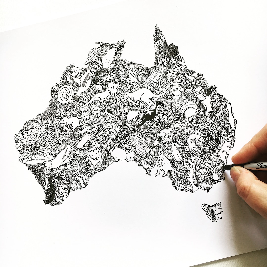 Great Southern Land Illustrated Map Australia A3 Unique Map ...
