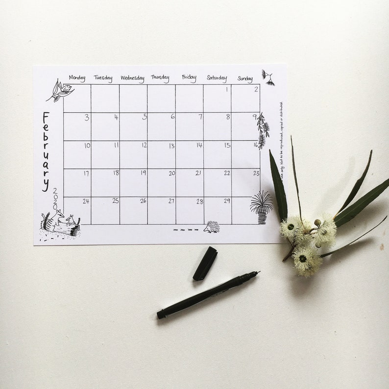 Australian Calendar Template Printable Digital File Colour - Etsy