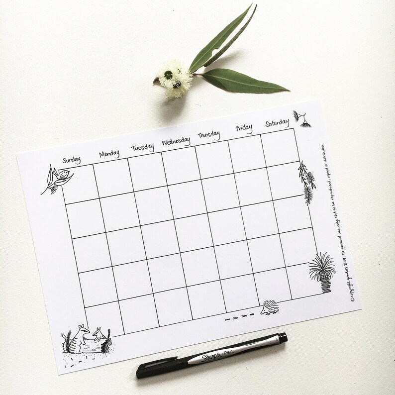 Australian Calendar Template Printable Digital File Colour | Etsy