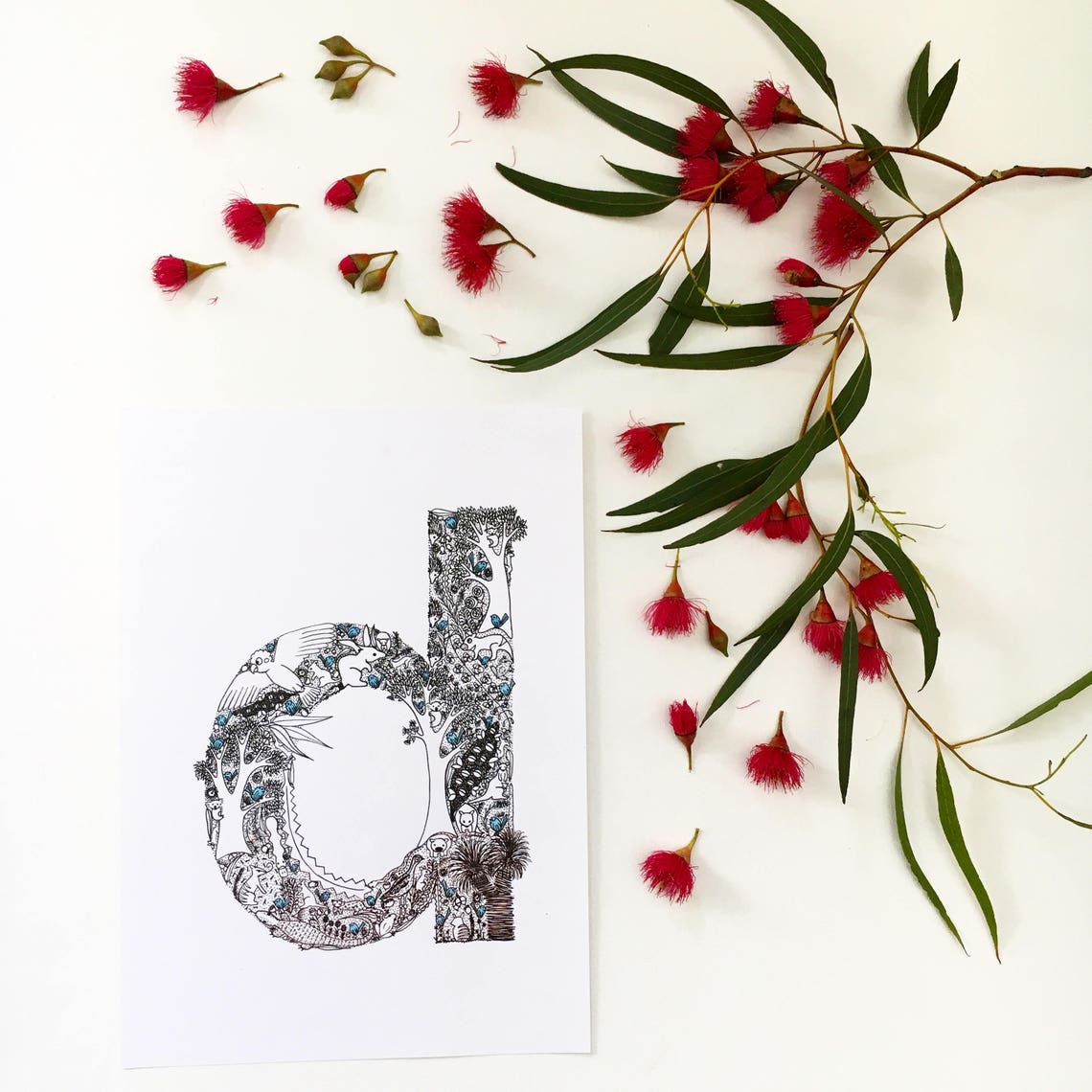 Illustrated Letter 'aussie Bush' Unique Illustration - Etsy