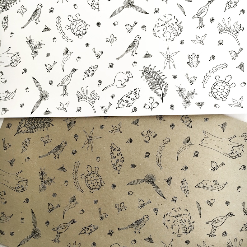 Australian Bush Wrapping Paper - Unique Illustration Gift Wrap ...