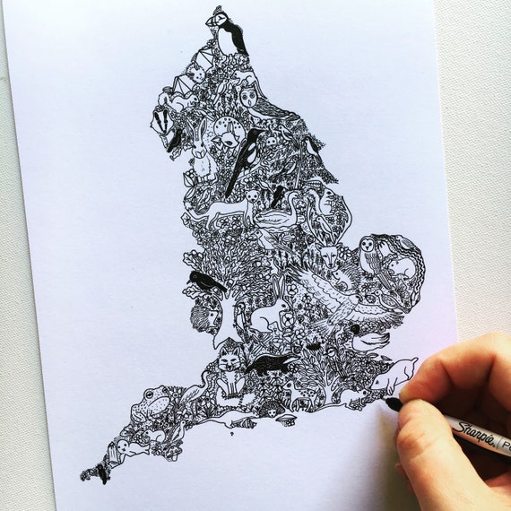 Illustrated Map of England A4 / A5 Unique Map Illustration | Etsy Australia