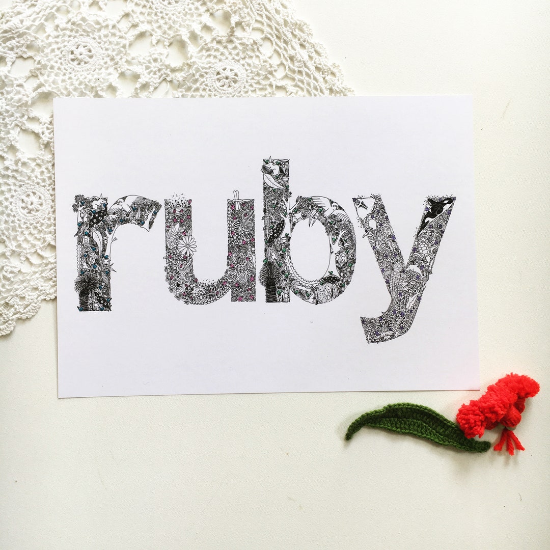 Customisable A3 Illustrated Name Artwork Print; Unique Decor ...