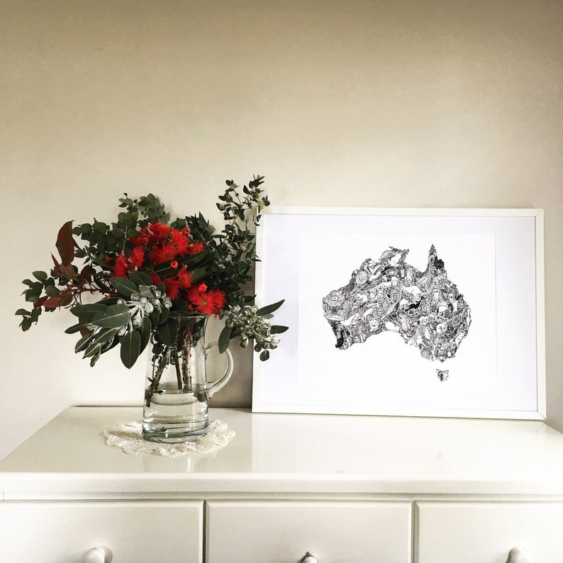 Great Southern Land Illustrated Map Australia A4 / A5 Unique | Etsy