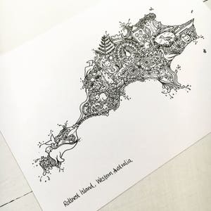 Rottnest Island Illustrated Map A4 / A5 Unique Illustration Print ...