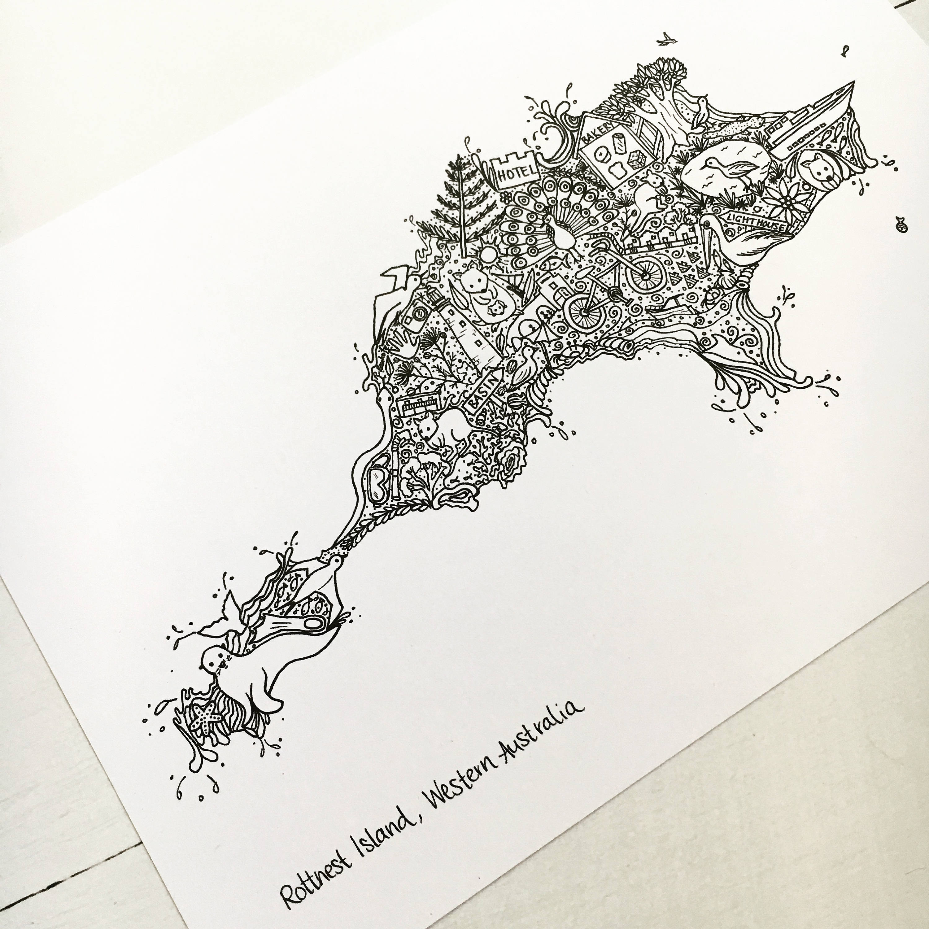 Rottnest Island Illustrated Map A4 / A5 Unique Illustration - Etsy ...