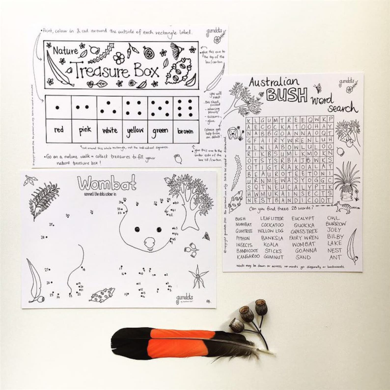 Australian Bush Kids Activity Printable Bundle Numbat Nature - Etsy ...
