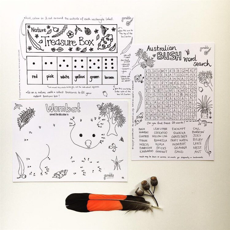 Australian bush kids activity printable bundle numbat nature | Etsy