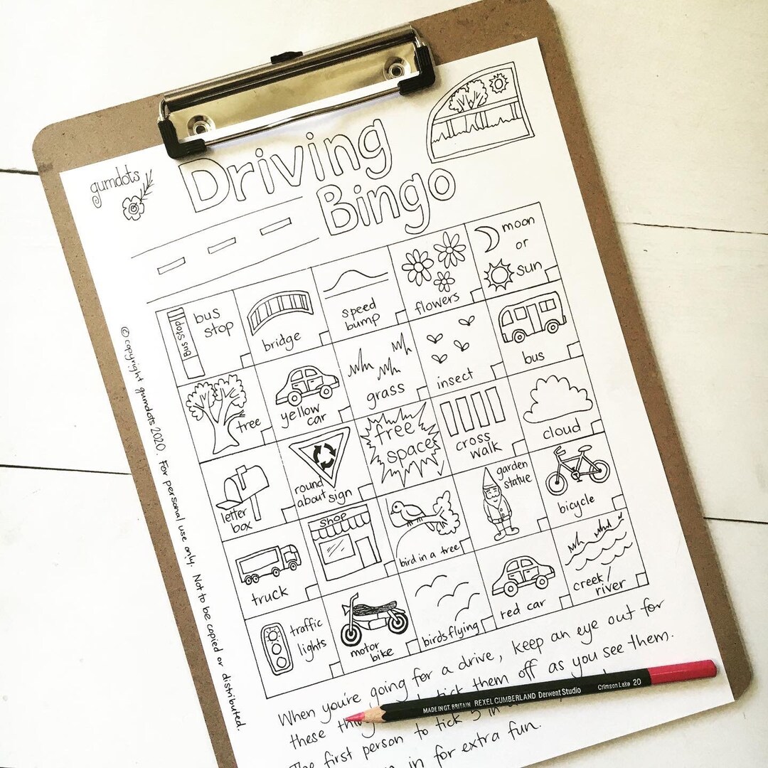 Driving Bingo - Colour in Nature Craft, Digital File, Nature Play, Home ...
