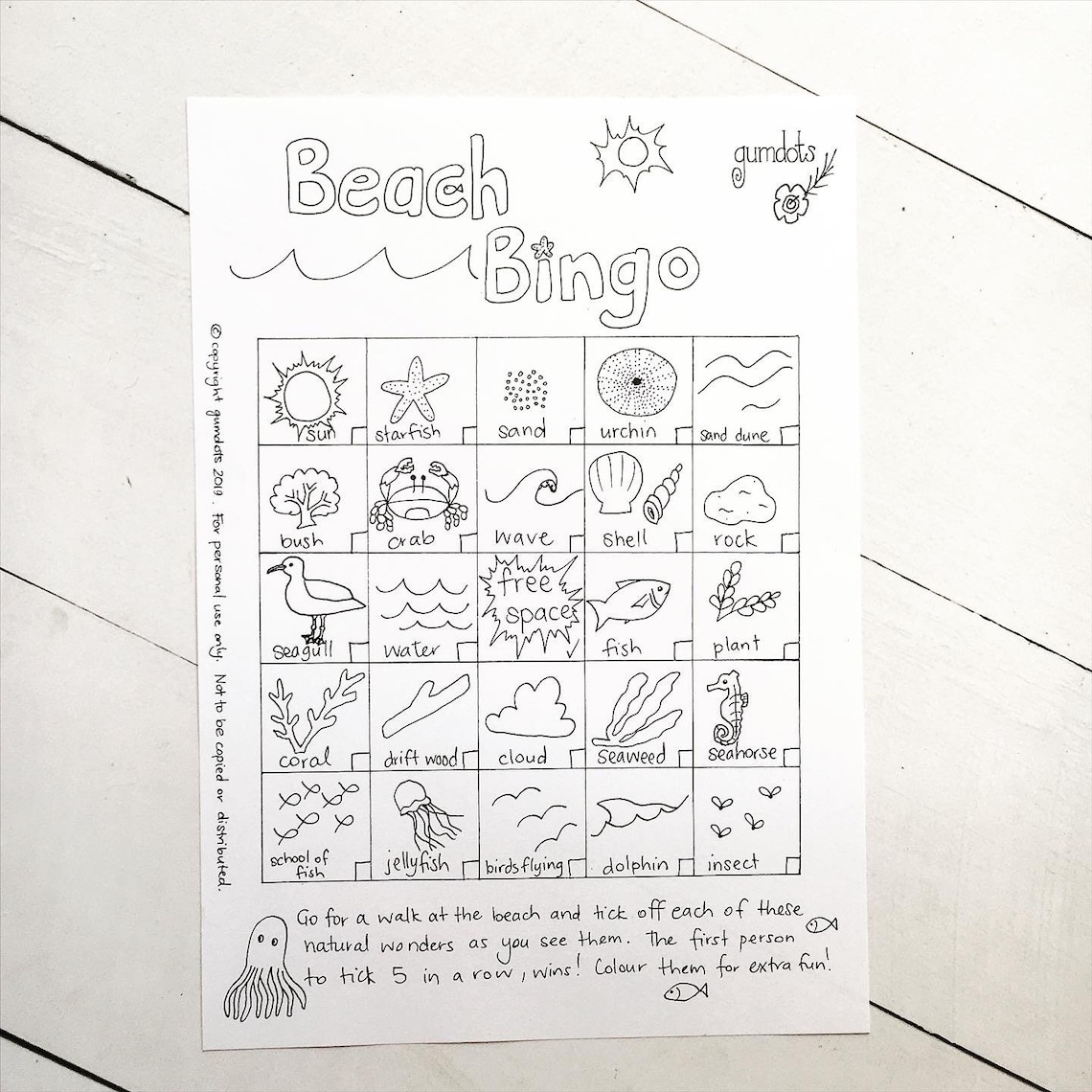 Australian Beach Bingo Colour in Nature Craft Digital File | Etsy