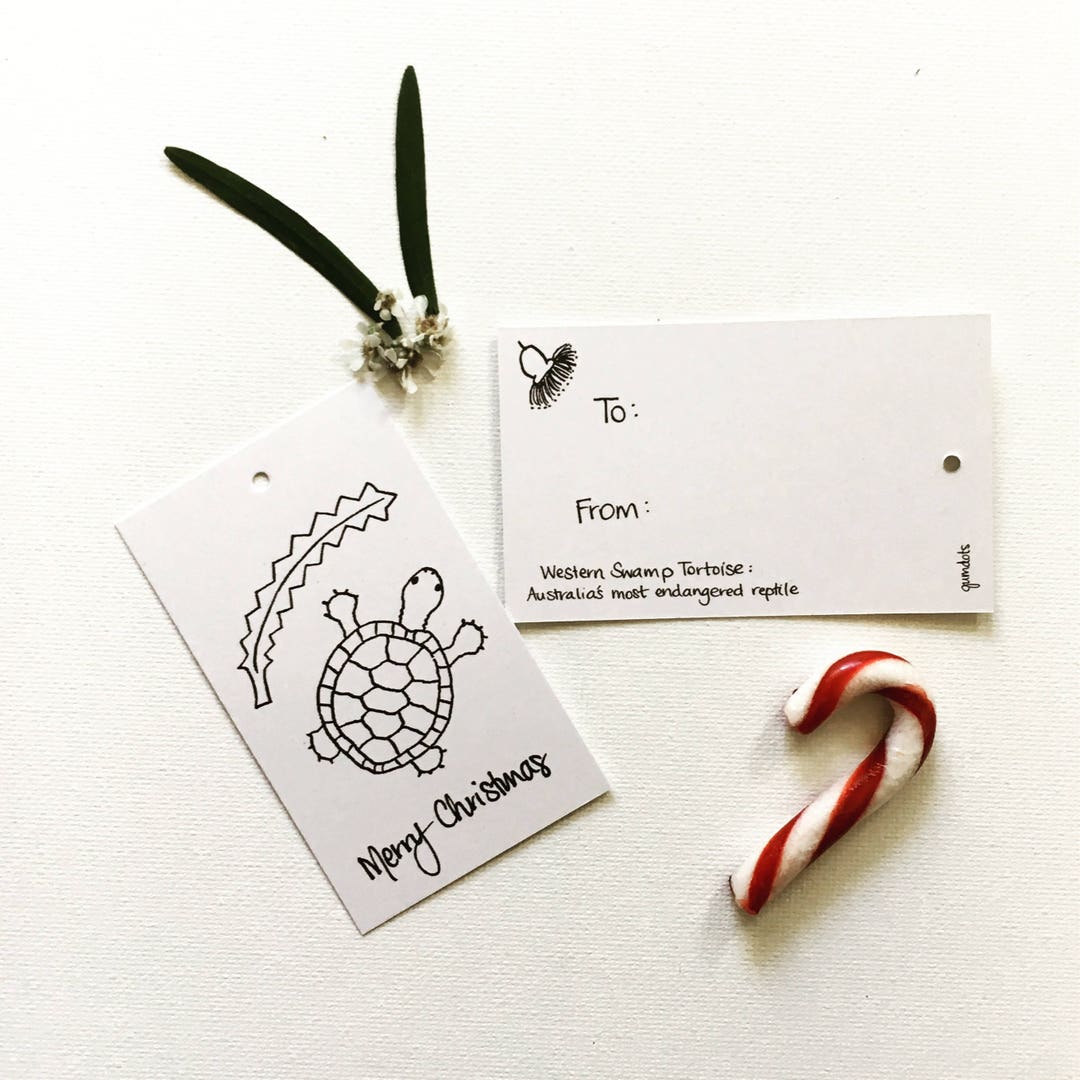 Western Swamp Tortoise - Australian Christmas Gift Tag, Australia Bush ...