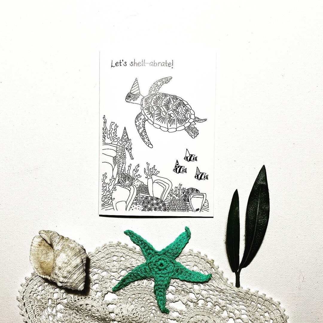 Shellabrate- Sea Turtle Pun Card, Celebration Greeting Card for All ...