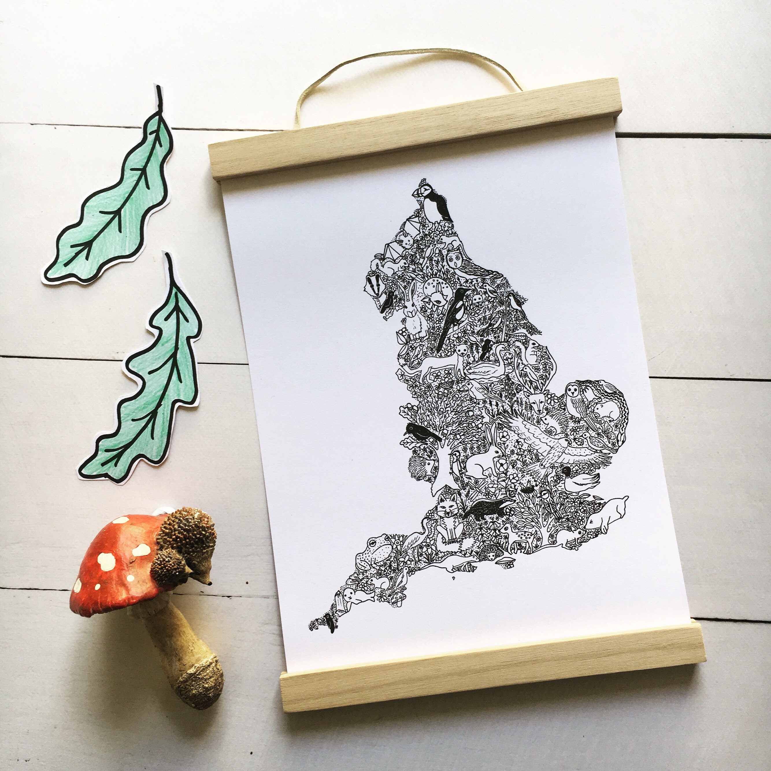 Illustrated Map of England A4 / A5 Unique Map Illustration Print ...