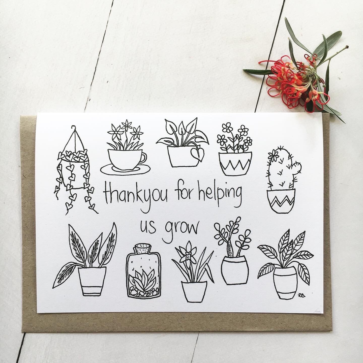 Thank you for helping us grow group teacher thank you card A5 | Etsy