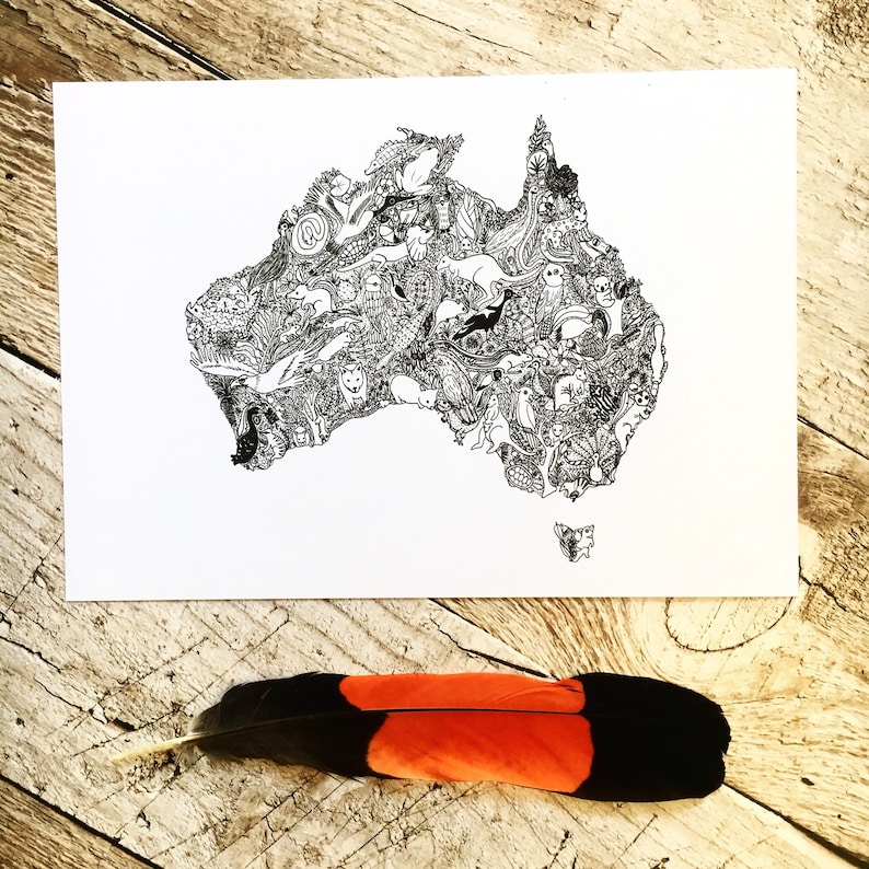 Great Southern Land Illustrated Map Australia A4 / A5 Unique Map ...