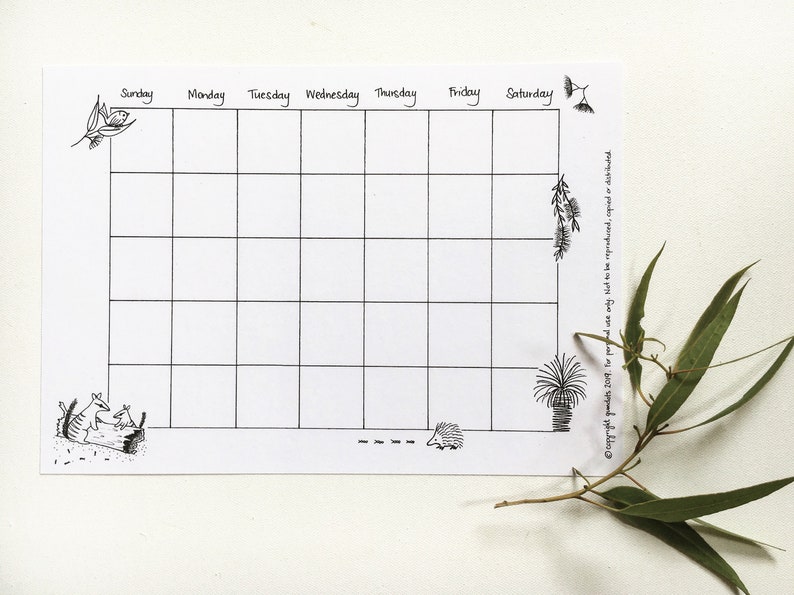 Australian Calendar Template Printable Digital File Colour | Etsy