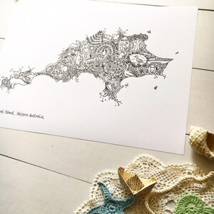 Rottnest Island Illustrated Map A3 Unique Illustration Print; Rottnest ...