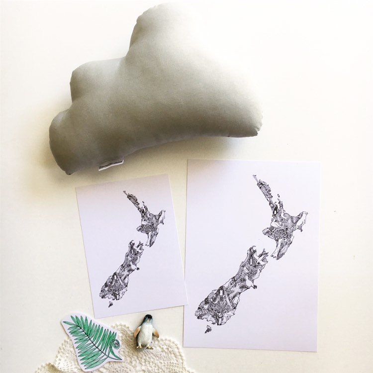 Illustrated Map of New Zealand A4 and A5 Unique Map - Etsy Australia