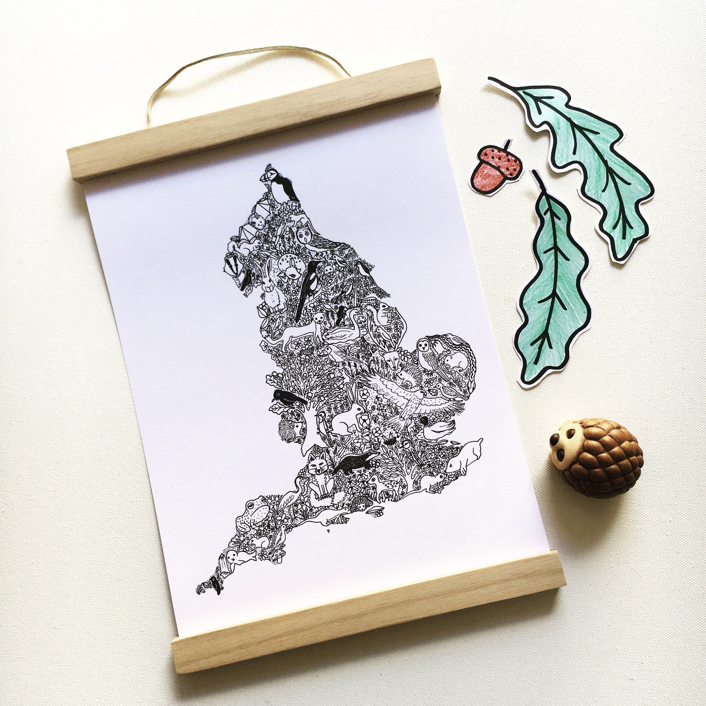 Illustrated Map of England A4 / A5 Unique Map Illustration Print ...