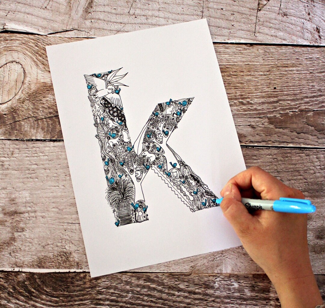 Illustrated Letter 'aussie Bush' Unique Illustration Print ...