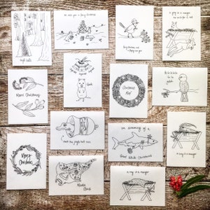 Choose 30 Unique Illustration Cards- Australian Christmas Pun Colour in ...