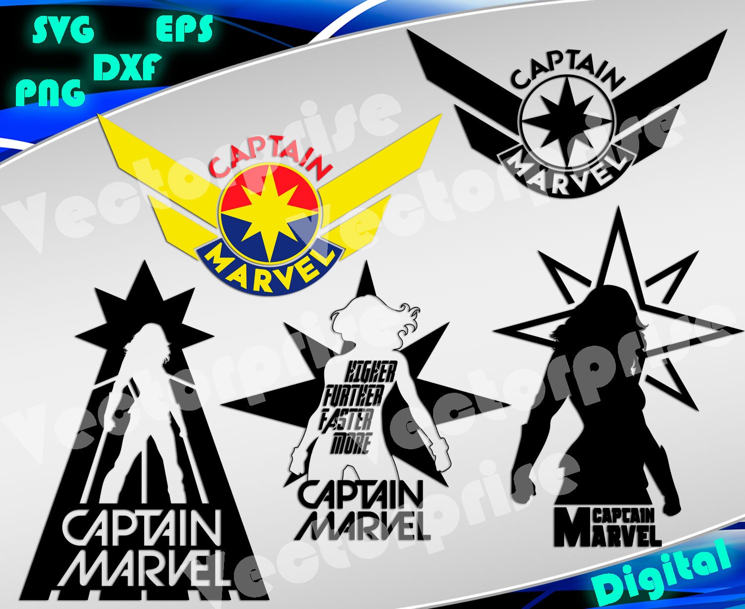 Captain Marvel svg Logo svg Superheroes svg Capitan Marvel svg | Etsy