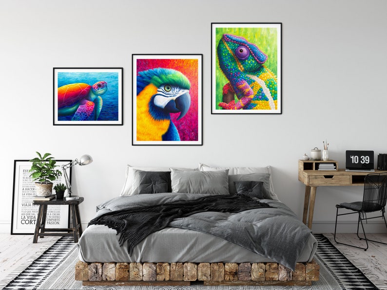 Colourful Chameleon Print Large Chameleon Painting Chameleon - Etsy