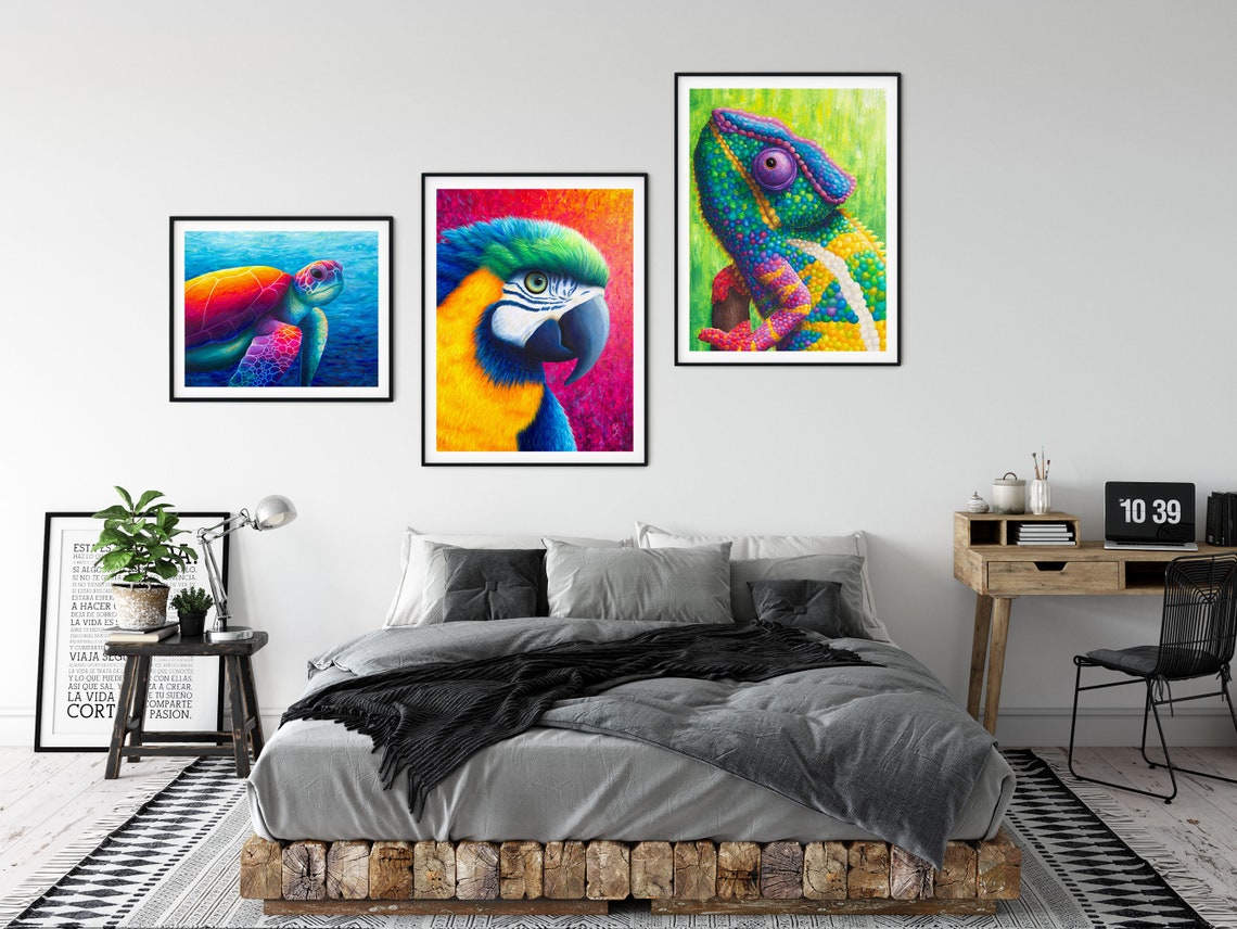 Colourful Turtle Print, Large Turtle Painting, Beautiful Turtle Poster ...