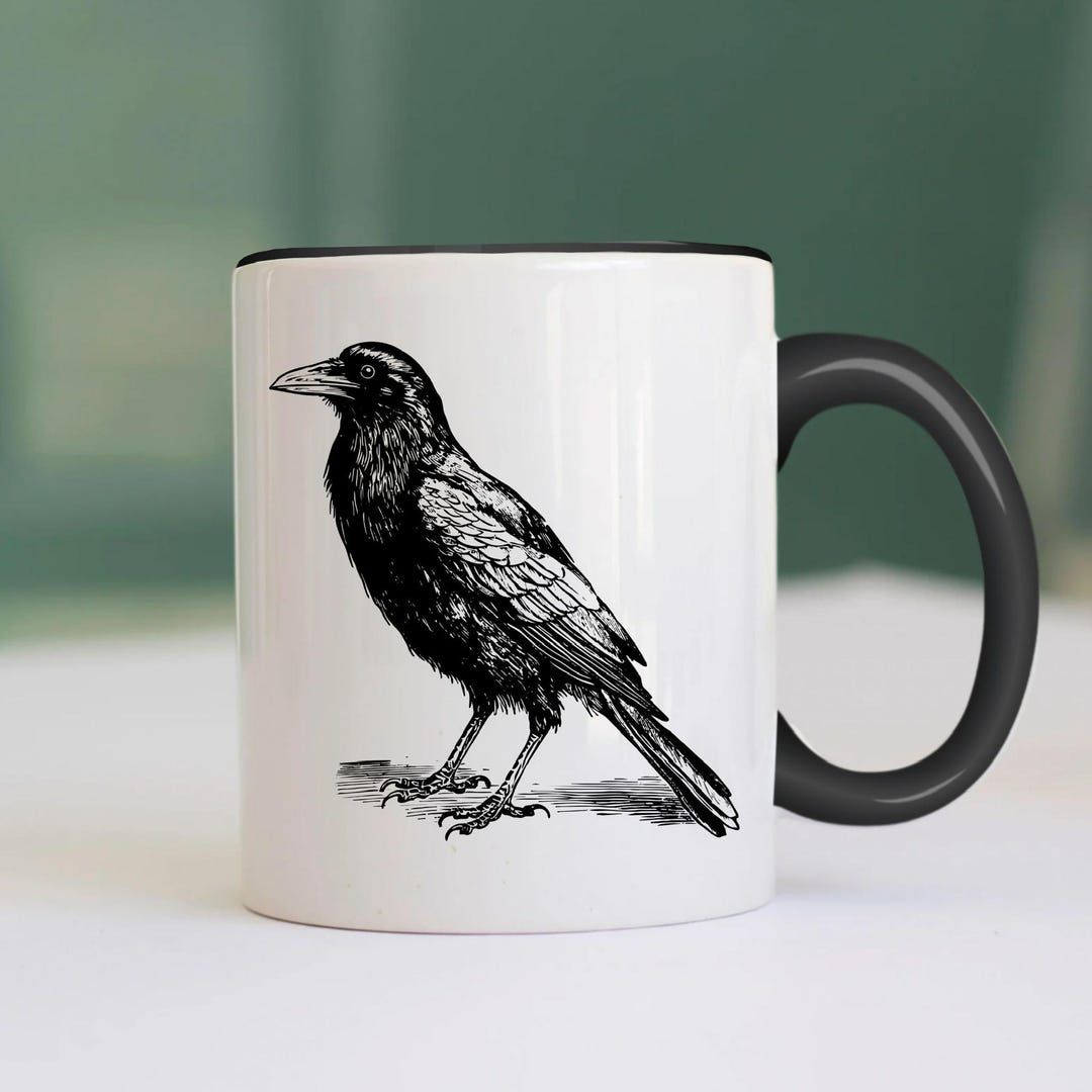 Black Crow Fall Mug – Halloween Coffee Cup, Autumn Decor - Etsy