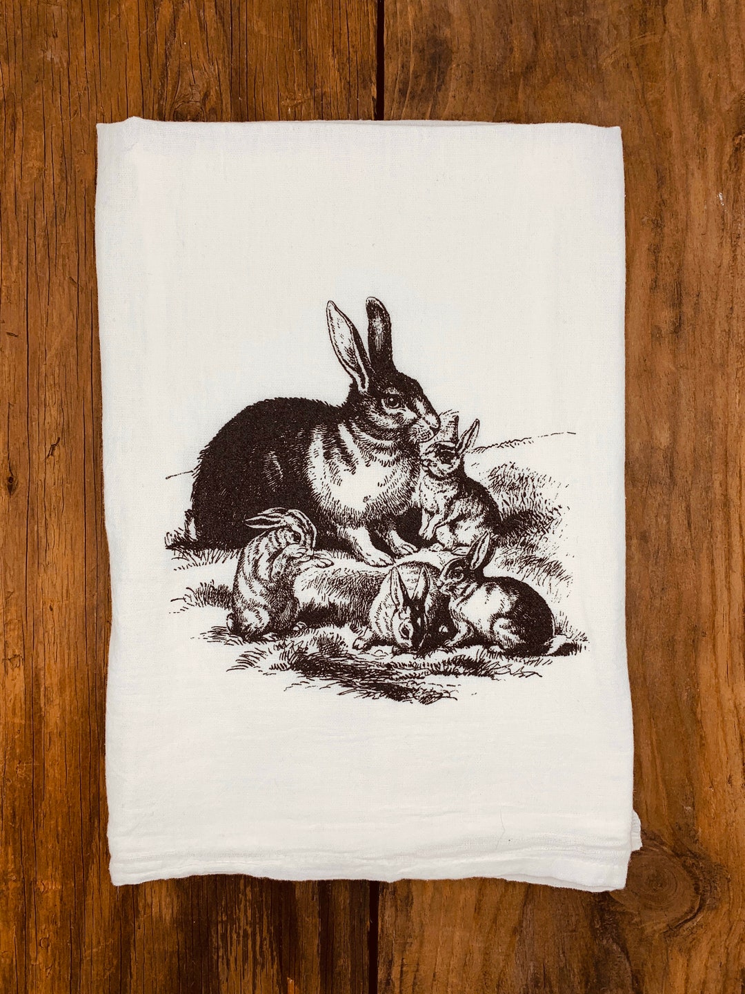 Tea Towel | Rabbit Family | Easter Rabbit | Bunny Rabbit Towel | Dish ...