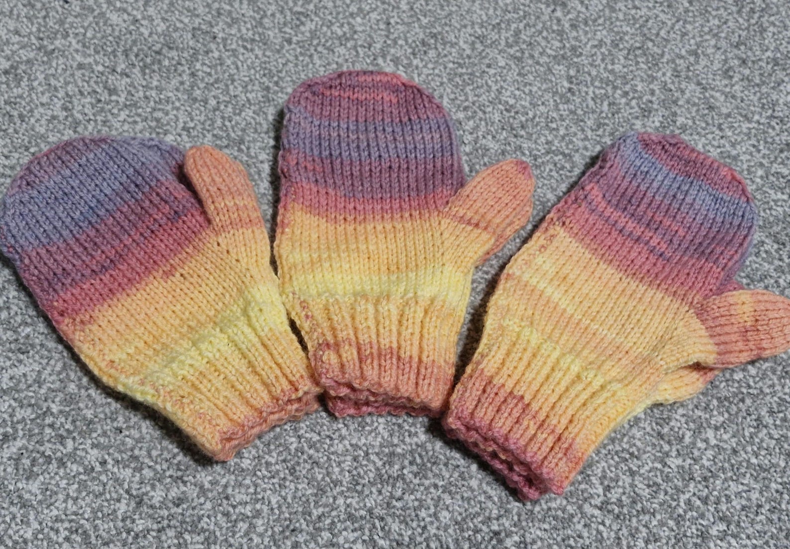 Hand Knitted Hand Made Ombre Mittens Childrens and Adults Age 4-6, 7-9 ...