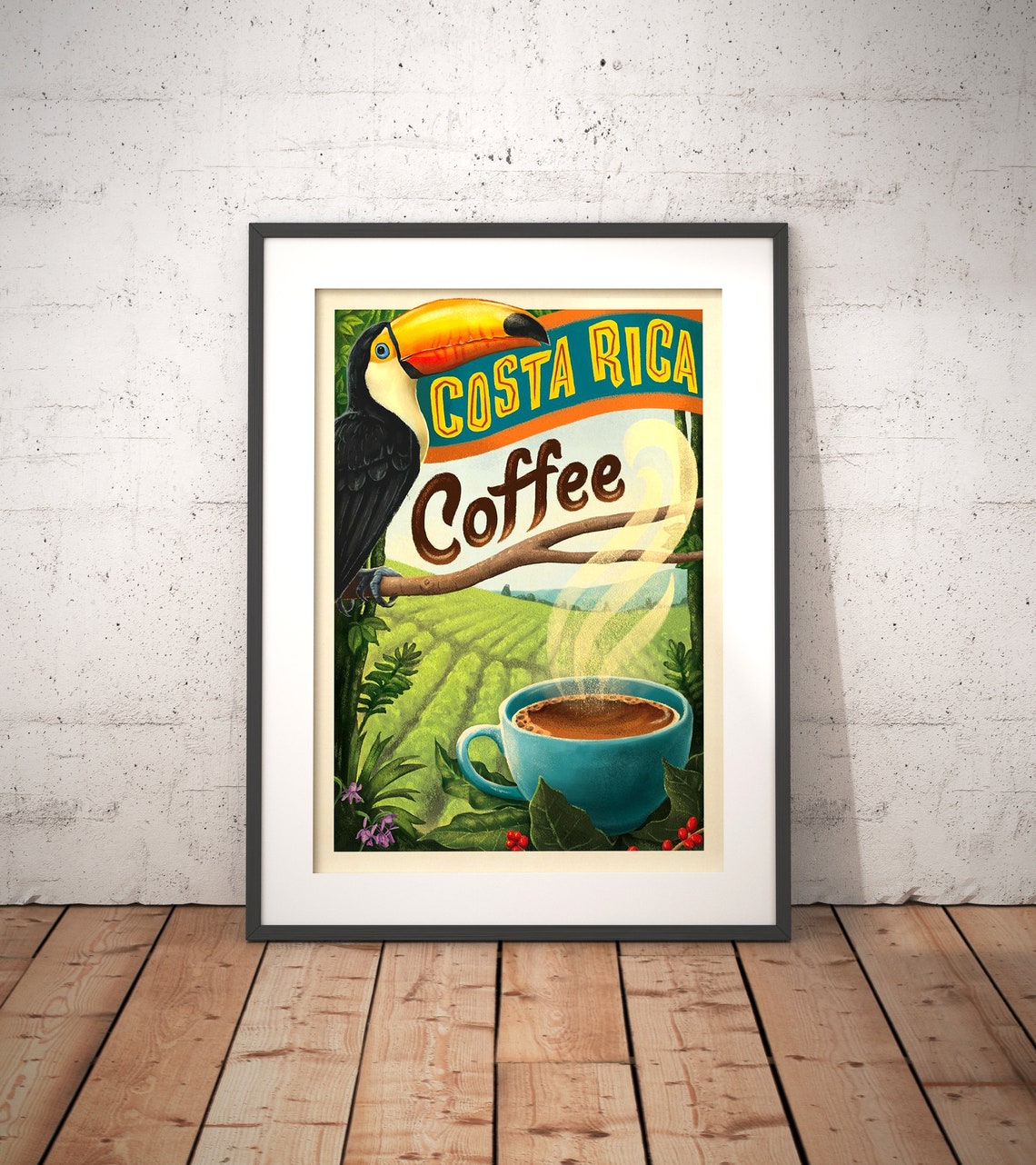 Costa Rica Coffee Poster, Instant Download, Vintage Poster, Travel ...