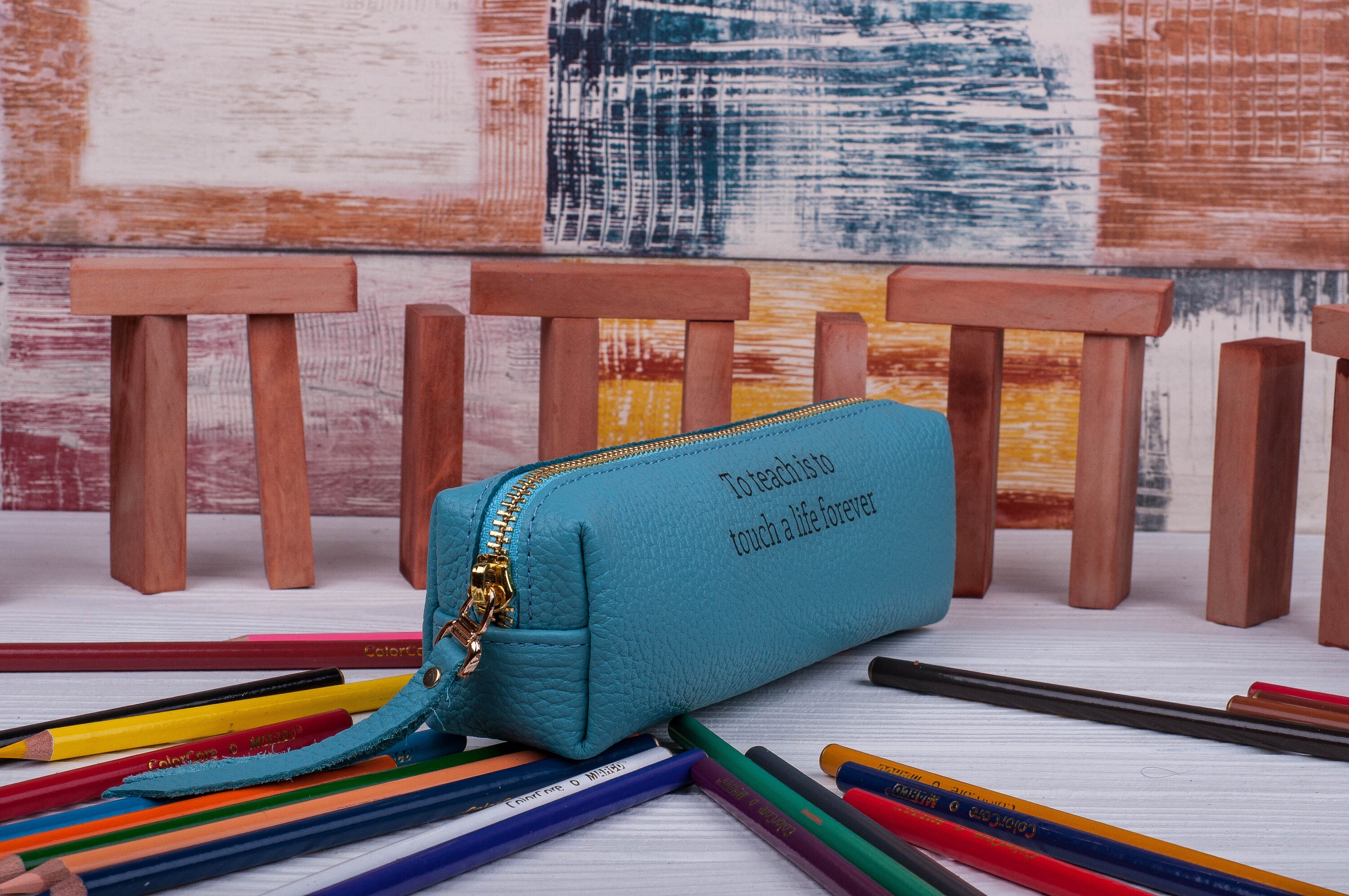 Teachers Gift Handwriting Personalized Leather Pencil Case | Etsy