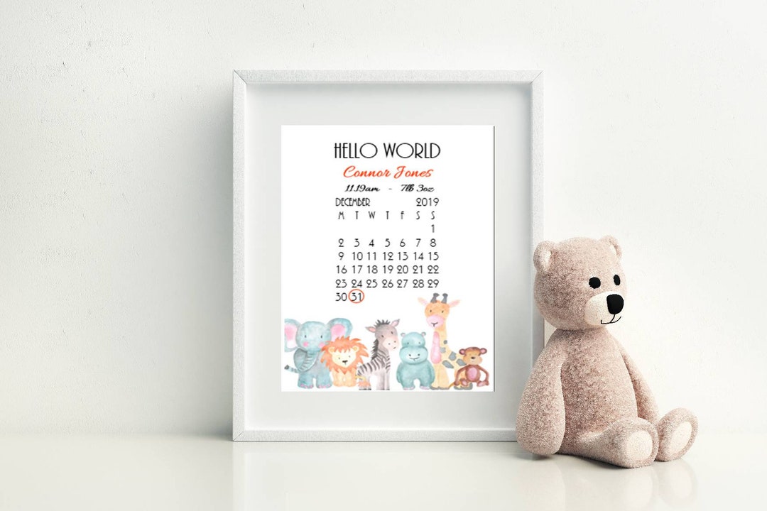 A4 Hello World Safari Animal Print - Etsy